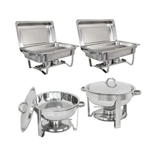 MAXCBD Stainless Steel 2 Pack 8 Quart Chafing Dish 5 Quart Tray Buffet Catering Chafers